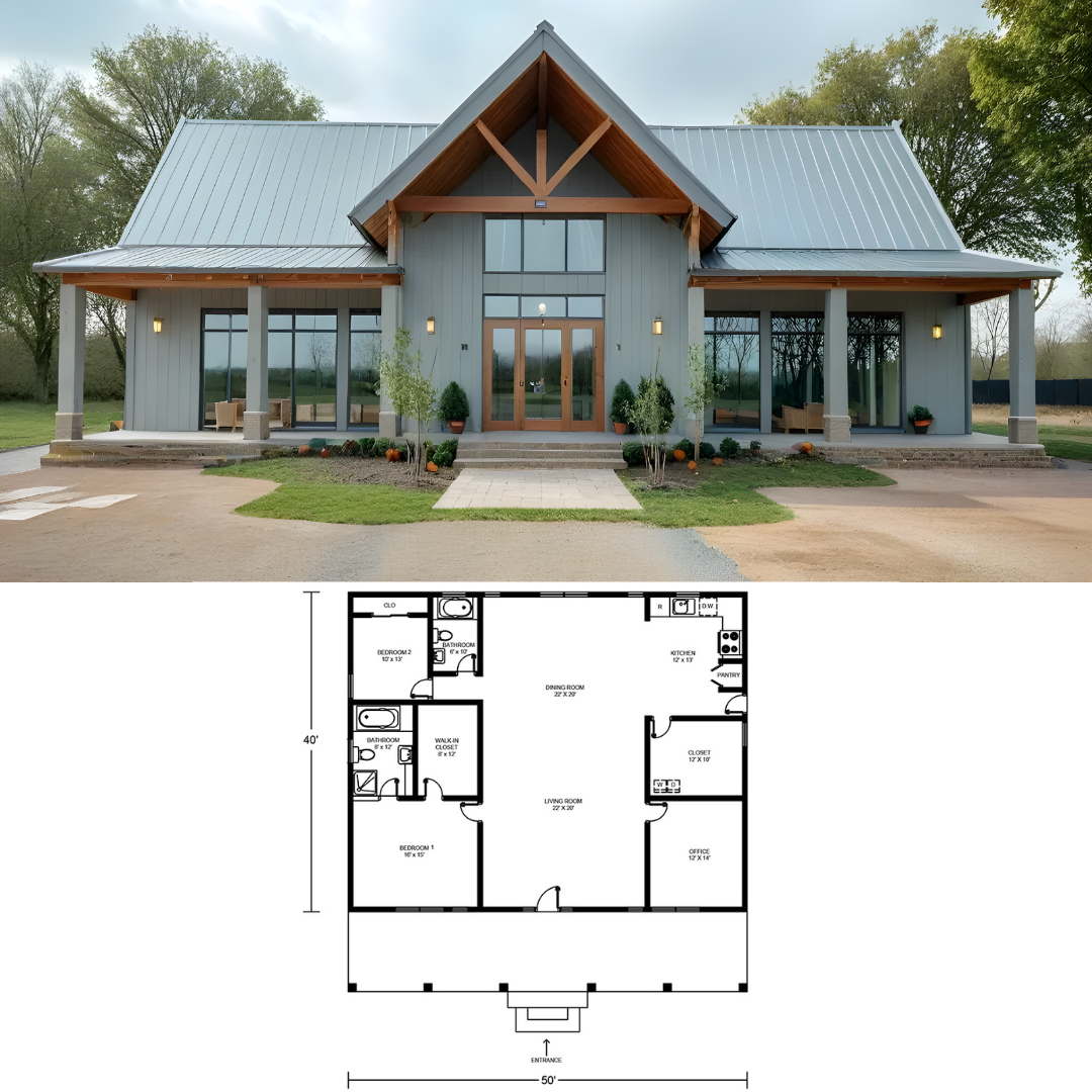 BCO-40001-R Eden Barndominium House Plan - Barndominium Homes
